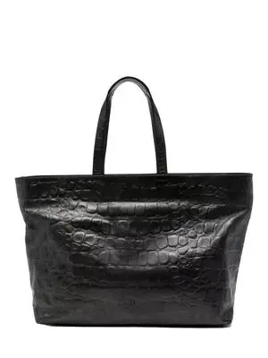 AUTENTICA 504 Croc-effect Leather Shoulder Bag - Black