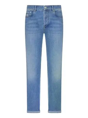 Brunello Cucinelli Faded Effect Logo-embroidered Jeans - Blue
