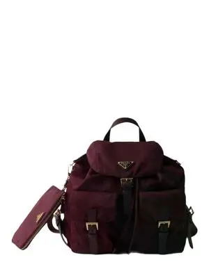 Prada Medium Re-nylon Backpack With Saffiano Leather Trim - Red