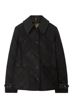 Burberry Quilted Nylon Fernleigh Jacket With Detachable Leather Collar - Black