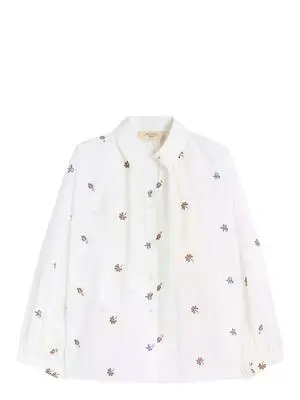 Max Mara Embroidered Cotton Poplin Shirt - White