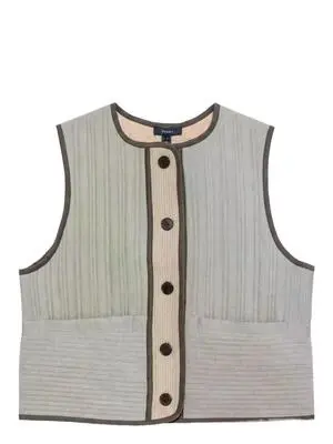 Soeur Quilted Contrast-trim Gilet - Grey