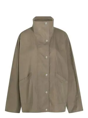 TOTEME Funnel-neck Cotton-blend Poplin Jacket - Grey