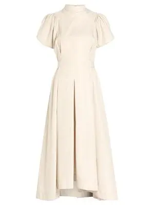 3.1 Phillip Lim Pleated Cotton-blend Poplin Midi Dress - Stone