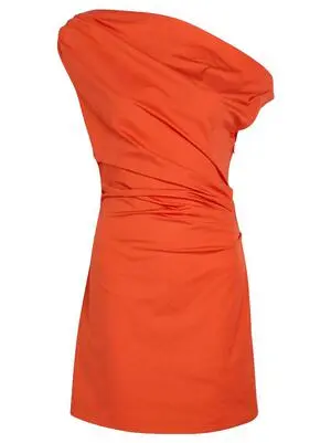 Staud Phare Asymmetrical Mini Dress - Orange