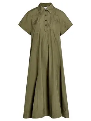 3.1 Phillip Lim Cotton Poplin Midi Shirt Dress - Olive
