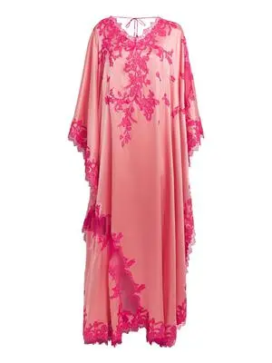 TORLOWEI Silk Kaftan With Lace Inserts - Pink