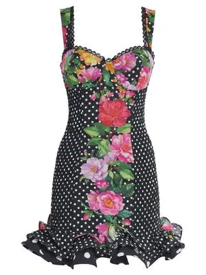 Charo Ruiz Ibiza Floral Polka-dot Mini Dress - Black