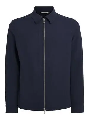Marco Pescarolo Virgin Wool Blend Zip Up Jacket - Navy
