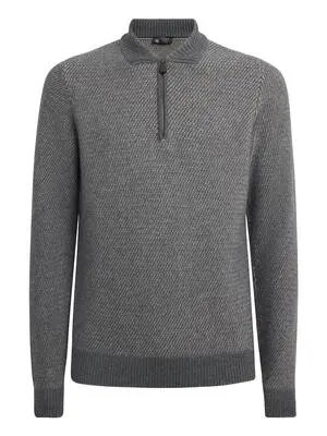 Colombo Cashmere Silk Quarter-zip Sweater - Grey