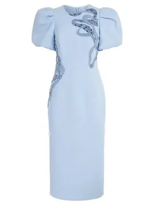 Rebecca Vallance Embellished Puff Sleeve Midi Dress - Blue