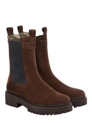 Brunello Cucinelli Monili Suede Chelsea Boots - Brown