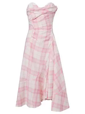 VIVIENNE WESTWOOD Spiral Checked Wool-blend Bustier Dress - Pink