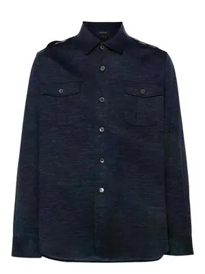 Sease Mélange-effect Virgin Wool-silk Shirt - Blue