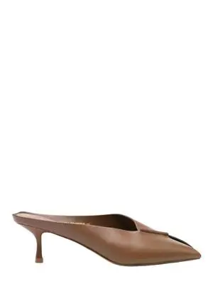 ADRIANNA FERETTI Leather Slip-on Heels - Brown