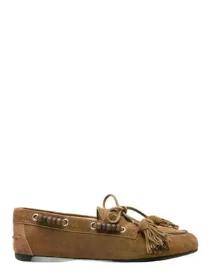 Miu Miu Suede Tassel Detail Loafers - Green