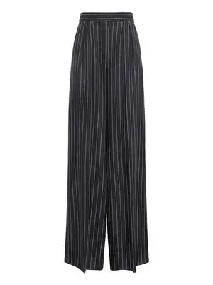 Max Mara Pinstriped Pleated Wide Leg Trousers - Grey