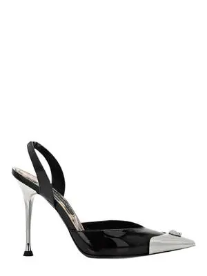 Philipp Plein Crystal Skull Slingback Pumps - Black