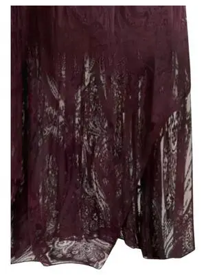 Etro Long Dress In Cotton-blend Burnout Jersey With Paisley Motif - Red