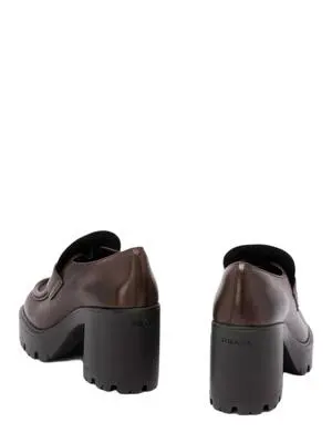 Prada Logo Plaque Chunky Loafers - Brown