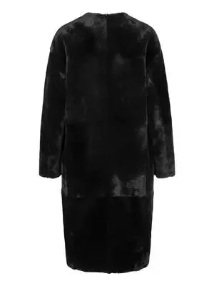 BLANCHA Shearling Panelled Coat - Black