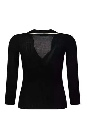 ELISABETTA FRANCHI Ribbed Knit Logo Embroidered Sweater