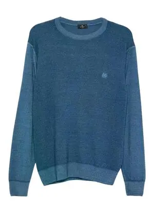 Etro Logo-embroidered Crew Neck Sweater - Blue