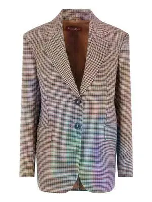 Max Mara Houndstooth Single-breasted Jacket - Neutrals