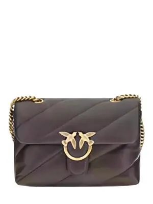 Pinko Love Birds Quilted Leather Shoulder Bag - Brown