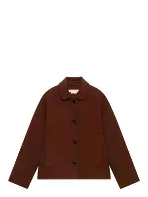 Marni Single-breasted Logo-embroidered Jacket - Brown