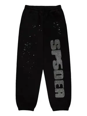 SP5DER Rhinestone-embellished Track Pants - Black