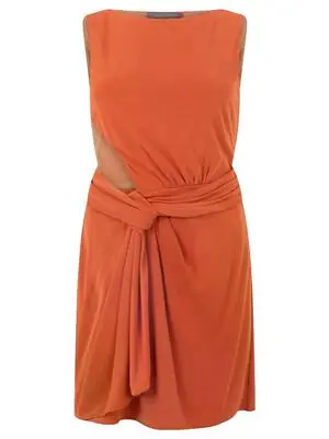 Alberta Ferretti Alberta Ferretti Sleeveless Boat Neck Mini Dress Orange