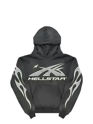 HELLSTAR Flame Print Hoodie - Grey