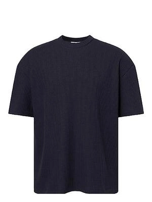ARNE Relaxed-fit Waffle Woven T-shirt - Navy