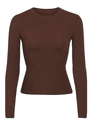 SKIMS Skims Fits Everybody Long-Sleeve Jersey T-Shirt Cocoa