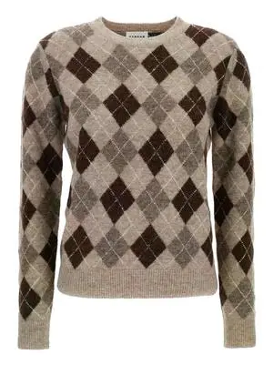 P.a.r.o.s.h Argyle Knit Crew Neck Jumper - Neutrals