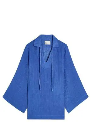 Lisa Marie Fernandez Gauze Tie-fastening Mini Dress - Blue