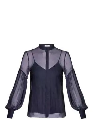 Erdem Sheer Blouson Sleeve Blouse - Blue
