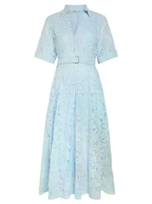 Simkhai Deanna Belted Lace Dress - Blue