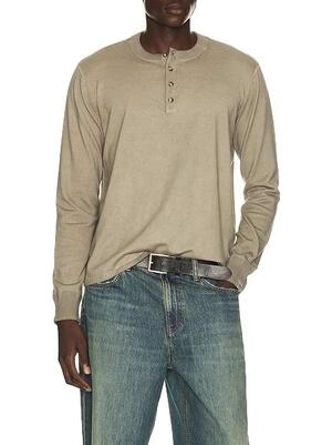 Rag & Bone Washed Supima Henley - Granite