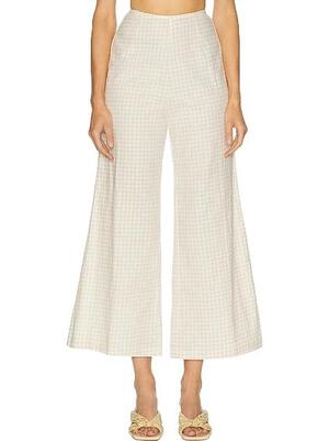 JUILLET Margot Linen Blend Gingham Trouser - Vanilla Gingham