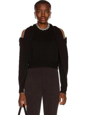 Alexander Wang Over The Shoulder Illusion Tulle Sweater - Black