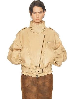 Isabel Marant Étoile Farza Leather Jacket - Beige