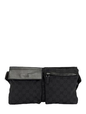 Gucci Gg Canvas Double Pocket Belt Bag - Black