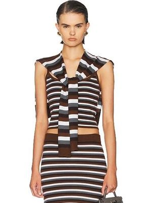 Monse Combo Stripe Tank Top And Cardigan - Brown Multi