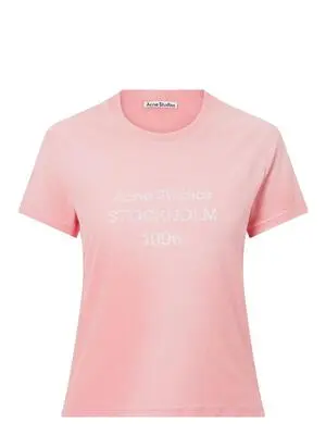 Acne Studios Etza 1996 Logo-print Cotton And Hemp Blend T-shirt - Pink