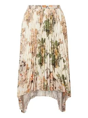 Acne Studios Pleated Floral-print Georgette Midi Skirt - Neutrals