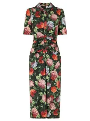 Carolina Herrera Floral-print Ruched Jersey Midi Dress - Multi