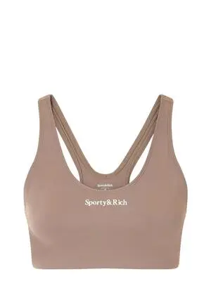 SPORTY & RICH Logo-print Stretch-jersey Sports Bra - Neutrals