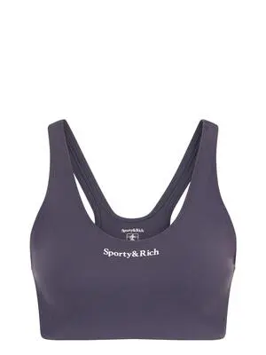 SPORTY & RICH Logo-print Stretch-jersey Sports Bra - Gray